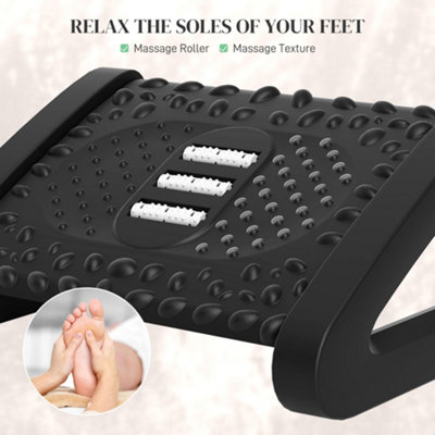 HOMCOM NON-SLIP FOOT REST UNDER DESK OFFICE FOOTREST WITH ADJUSTABLE HEIGHT