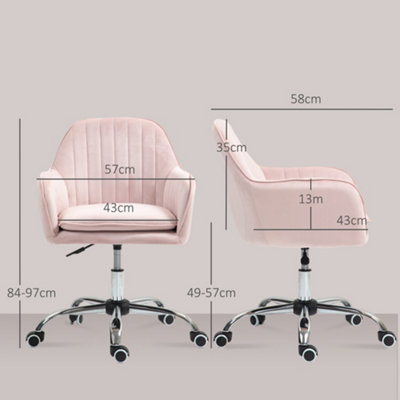 HOMCOM Office Chair, Swivel Desk Chair w/ Adjustable Height, Pink