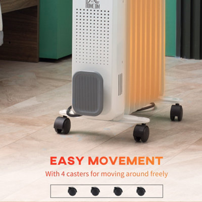 HOMCOM Oil Filled Radiator Portable Heater W/ 9 Fin, 3 Heat Settings White
