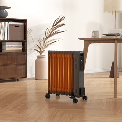 HOMCOM Oil Filled Radiator Portable Space Heater W/ 11 Fin, 3 Heat ...