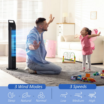 HOMCOM Oscillating Tower Fan Floor Fan with 7.5H Timer for Home Office ...