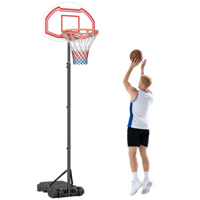 HOMCOM Outdoor Adjustable Basketball Hoop Stand w/ Wheels and Stable ...