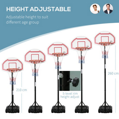 HOMCOM Outdoor Adjustable Basketball Hoop Stand w/ Wheels and Stable ...