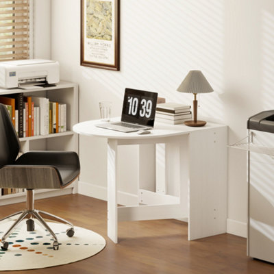 HOMCOM Oval Kitchen Table for Dining Room, Small Spaces, Ash Wood-Effect