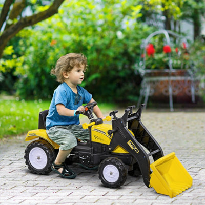 HOMCOM Pedal Go Kart Ride On Excavator W/ Front Loader Digger, Four ...