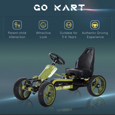 HOMCOM Pedal Go Kart Ride On Racer Hand Brake EVA Tyre Adjustable Seat ...