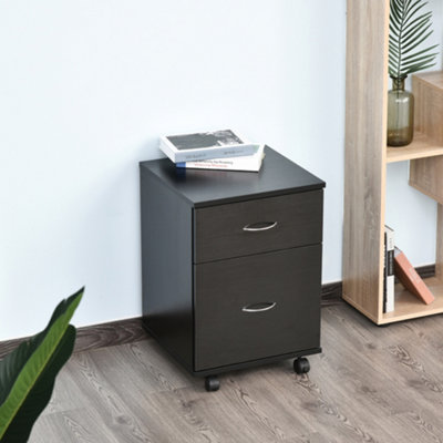 HOMCOM Pedestal Office Mobile Filing Cabinet 2 Drawer Black
