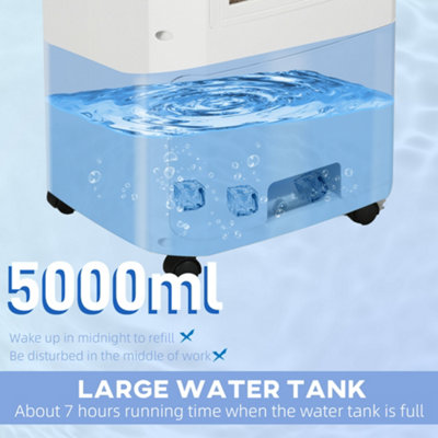 HOMCOM Portable Air Cooler with Humidifier, Ice Packs, Oscillation, White