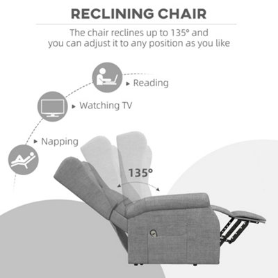 HOMCOM Power Lift Chair for the Elderly Fabric Recliner Armchair w ...