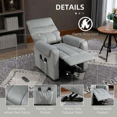 HOMCOM Power Lift Chair, Rise and Recliner Chair with Remote Control, Grey
