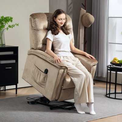HOMCOM Power Lift Recliner Chair for Elderly w/ Remote Control, Champagne