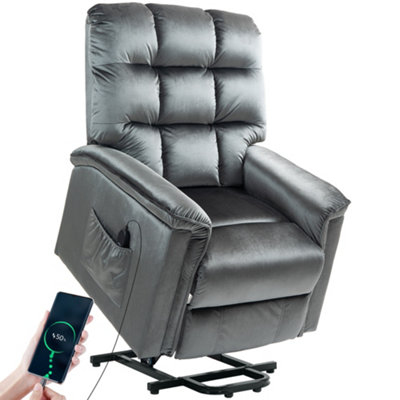 HOMCOM Power Lift Recliner Chair for Elderly w/ Remote Control, Dark Grey