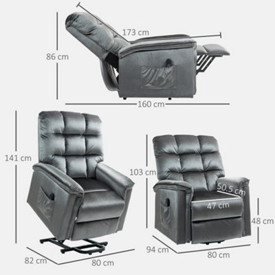 HOMCOM Power Lift Recliner Chair for Elderly w/ Remote Control, Dark Grey