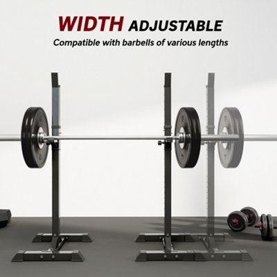 HOMCOM Power Rack Weight Stand Bar Barbell Squat Stand Spotter, for ...