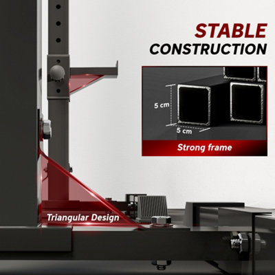 HOMCOM Power Rack Weight Stand Bar Barbell Squat Stand Spotter, for ...