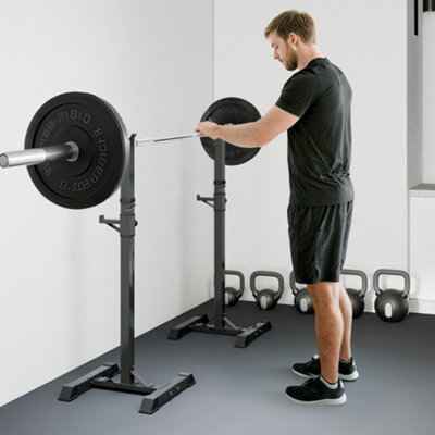 HOMCOM Power Rack Weight Stand Bar Barbell Squat Stand Spotter, for ...