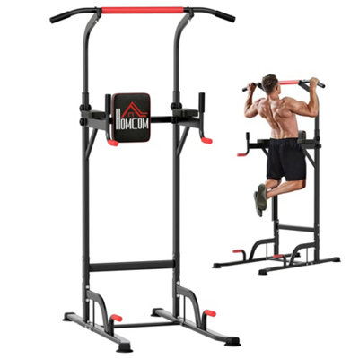 HOMCOM Power Tower Station Pull Up Bar w/Adjustable Height for Home Gym ...