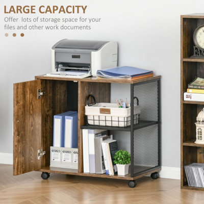 HOMCOM Printer Stand Home Office Mobile Cabinet Organizer with Castors ...
