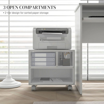 HOMCOM Printer Stand with Storage Printer Cart on Wheels for Home ...