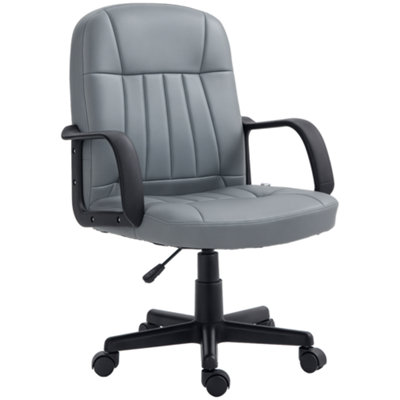 HOMCOM PU Leather Office Chair Swivel Home Mid-Back Computer Desk Chair ...