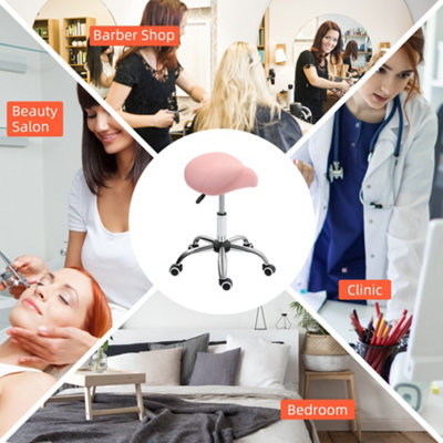 HOMCOM PU Leather Saddle Stool w/ Moulded Padded Seat Adjustable Height ...