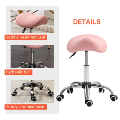 HOMCOM PU Leather Saddle Stool w/ Moulded Padded Seat Adjustable Height ...