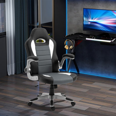 HOMCOM Racing Office Chair PU Leather Computer Desk Gaming Style with ...