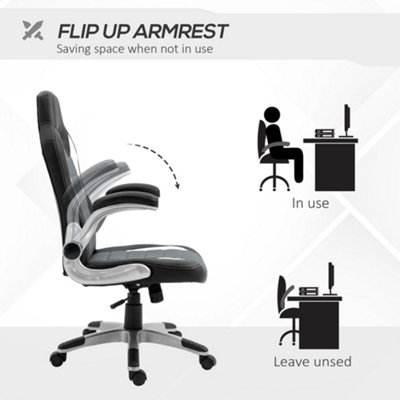 HOMCOM Racing Office Chair PU Leather Computer Desk Gaming Style with ...