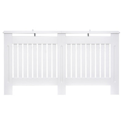 HOMCOM Radiator Cover Painted Slatted MDF Cabinet Lined Grill 152x19x81cm