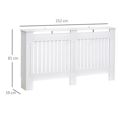 HOMCOM Radiator Cover Painted Slatted MDF Cabinet Lined Grill 152x19x81cm