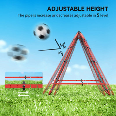 HOMCOM Rebounder Net Football Target Goal with Adjustable Angles, Red