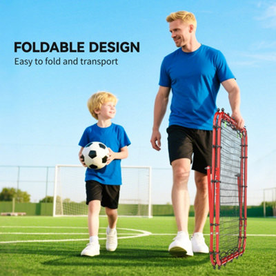 HOMCOM Rebounder Net Football Target Goal with Adjustable Angles, Red