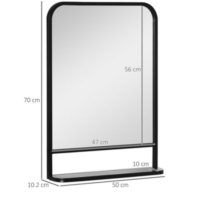 HOMCOM Rectangle Wall Mirror with Shelf 70 x 50 cm, for Living Room ...
