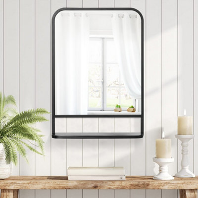 HOMCOM Rectangle Wall Mirror with Shelf 70 x 50 cm, for Living Room ...