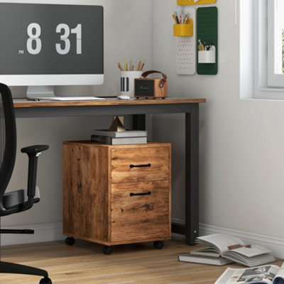 Rolling file cabinet wood store