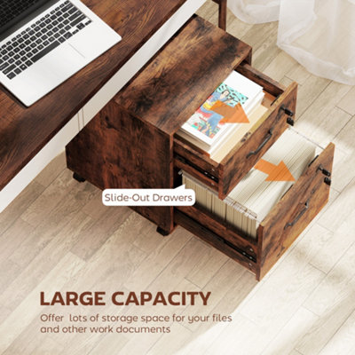 HOMCOM Roll File Cabinet w/ Drawer, Hanging File Folder Organizer ...