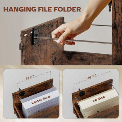 HOMCOM Roll File Cabinet w/ Drawer, Hanging File Folder Organizer ...