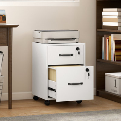 HOMCOM Roll File Cabinet with Drawer, Organiser Letter Size, White