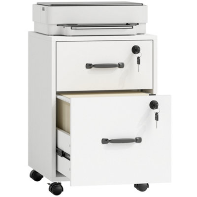 HOMCOM Roll File Cabinet with Drawer, Organiser Letter Size, White