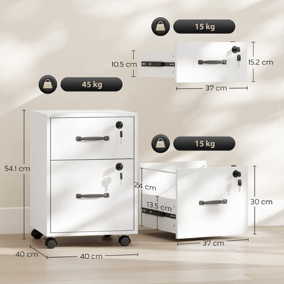 HOMCOM Roll File Cabinet with Drawer, Organiser Letter Size, White