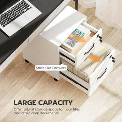 HOMCOM Roll File Cabinet with Drawer, Organiser Letter Size, White