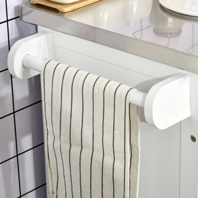 HOMCOM Rolling Kitchen Cart Storage Trolley with Drawer Towel Rail ...
