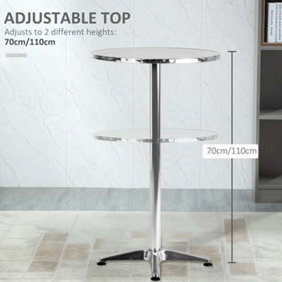 HOMCOM Round Bar Table Adjustable Aluminum Indoor Outdoor Dining Pub Bistro