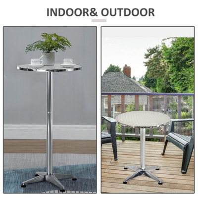 HOMCOM Round Bar Table Adjustable Aluminum Indoor Outdoor Dining Pub Bistro