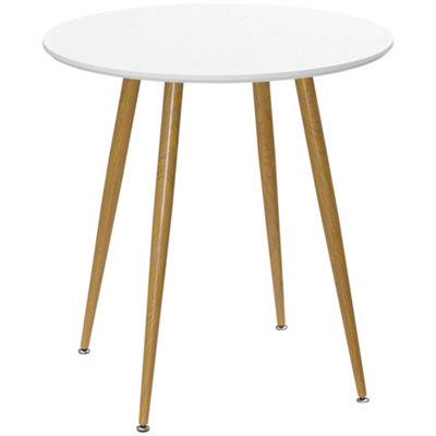 HOMCOM Round Dining Table with Matte Top Metal legs, Kitchen Table for ...