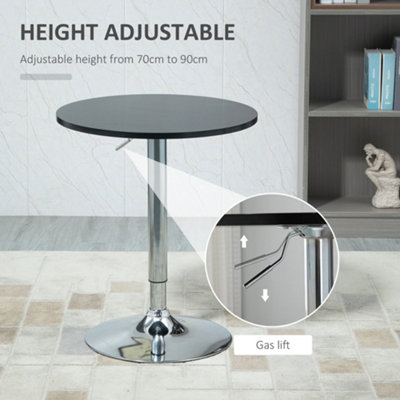 HOMCOM Round Height Adjustable Bar Table Counter Pub Desk Metal Base Black