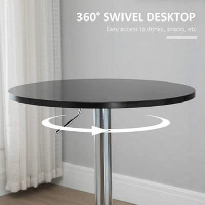 HOMCOM Round Height Adjustable Bar Table Counter Pub Desk Metal Base Black