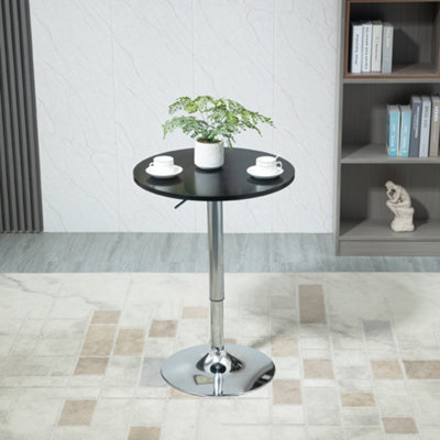 HOMCOM Round Height Adjustable Bar Table Counter Pub Desk Metal Base Black