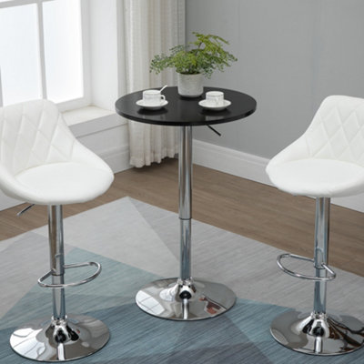 HOMCOM Round Height Adjustable Bar Table Counter Pub Desk Metal Base Black