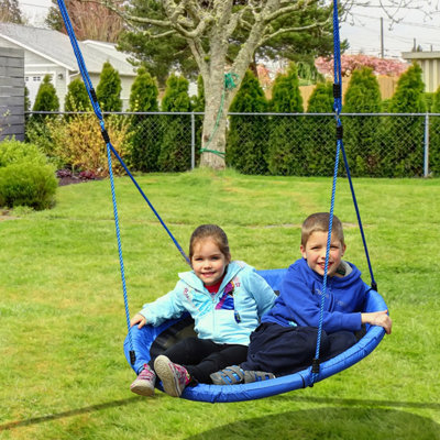 HOMCOM Round Swing Kids Game Spin Rope Playground Steel Dia 100cm ...